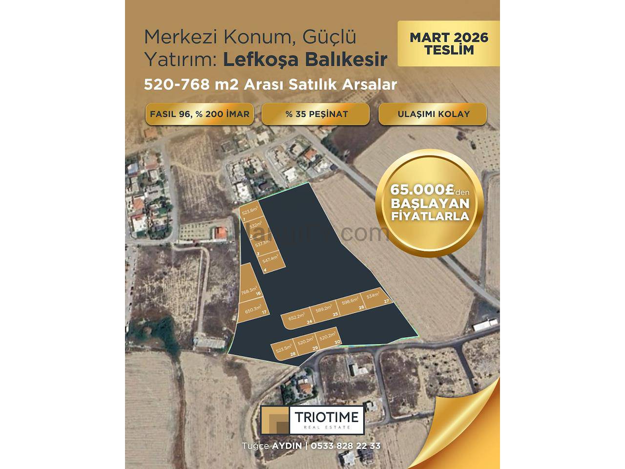Lefkoşa Balıkesir’de Arsa Parselizasyonu Fasıl 96 65.000 Stg’den ...